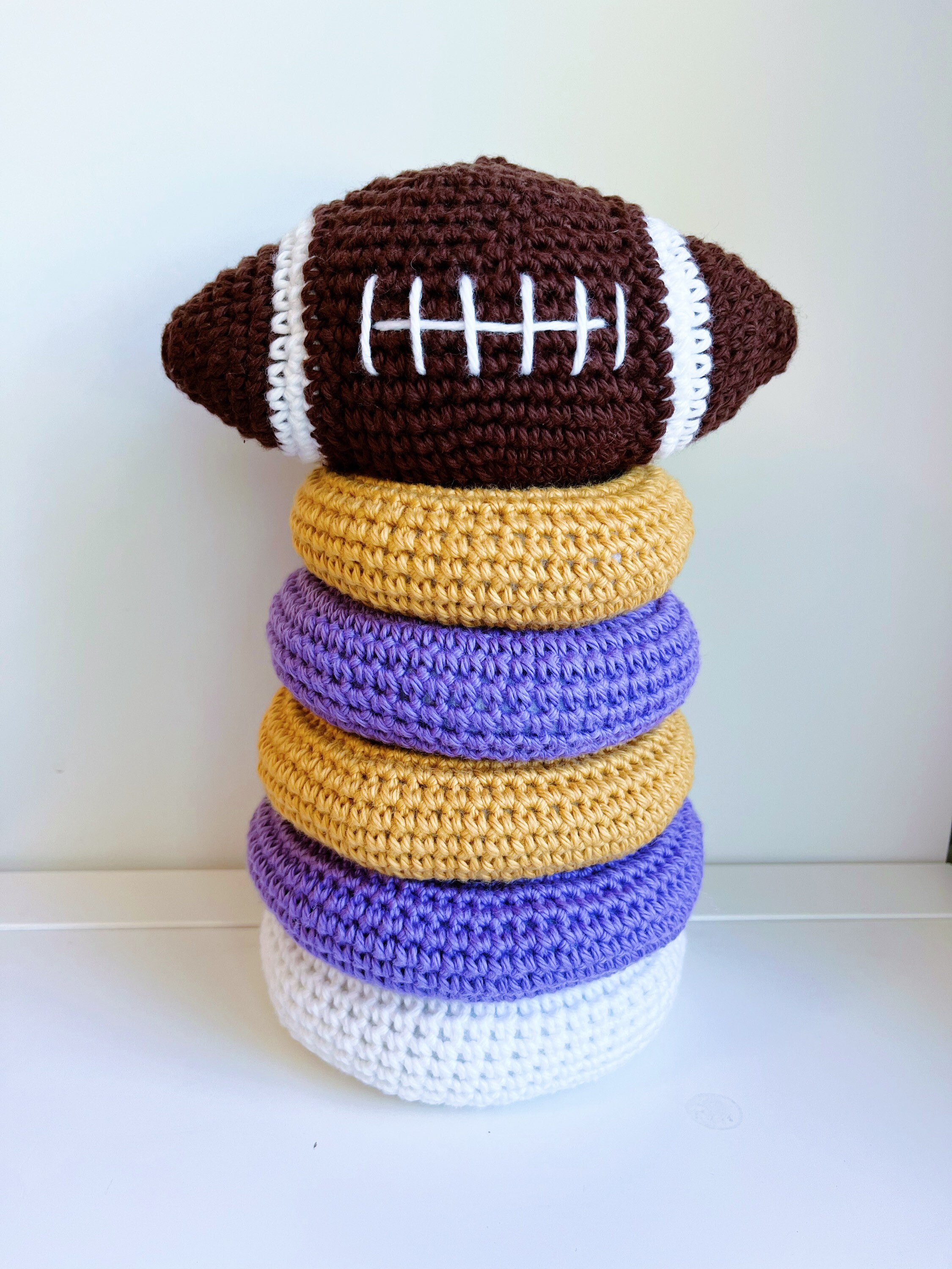 Customizable Football Crochet Stacking Ring Toy - Etsy