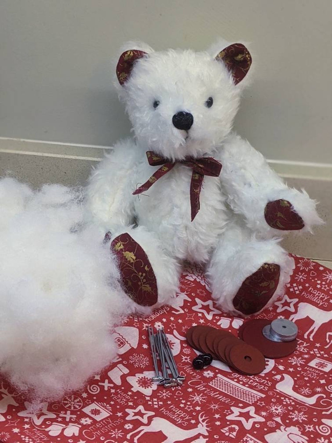 Christmas Teddy Bear Sewing Kit, DIY Jointed Bear, Reusable Tote - Etsy UK