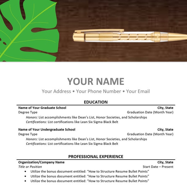 Classic Resume Template - Etsy