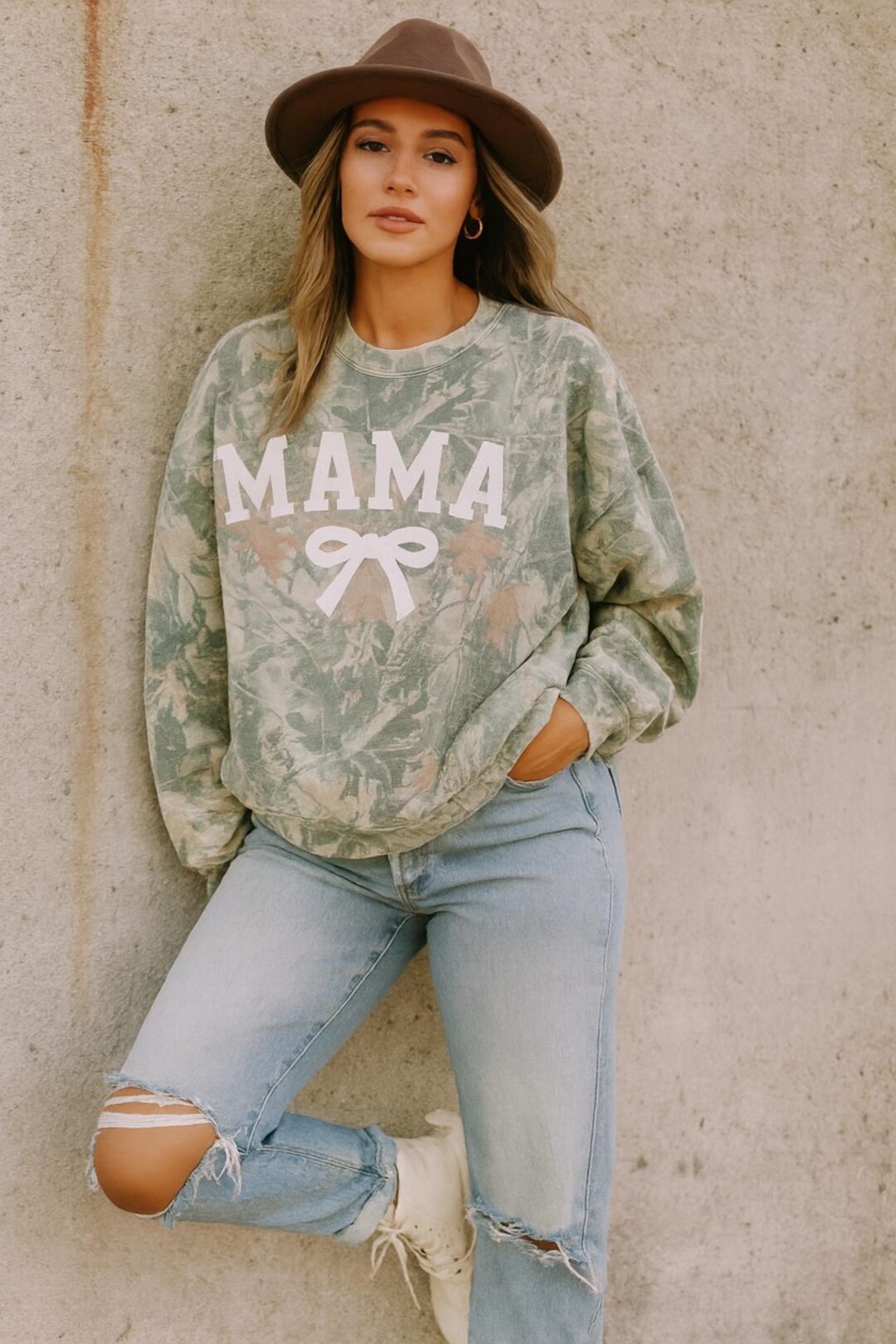 Camo Mama Crew Sweatshirt, Mom Camouflage Tshirt, Camo Print Tee With ...