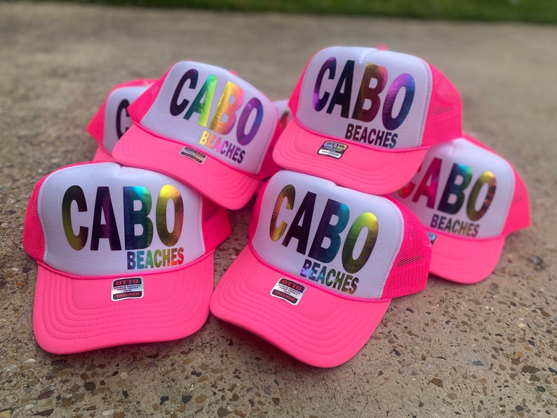 Custom Cabo Trucker Hats Party Hats Bachelorette Party Hats Neon Mexico ...