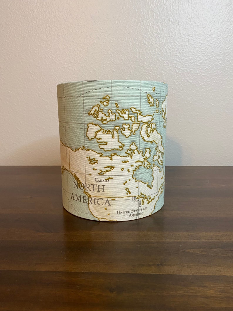 World Map Duck Egg Blue Handmade Lampshade - Etsy