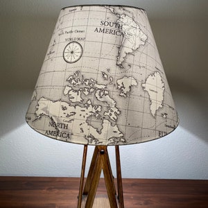 World Map Gray & White Handmade Lampshade - Etsy