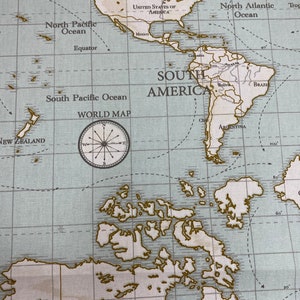 World Map Duck Egg Blue Handmade Lampshade - Etsy