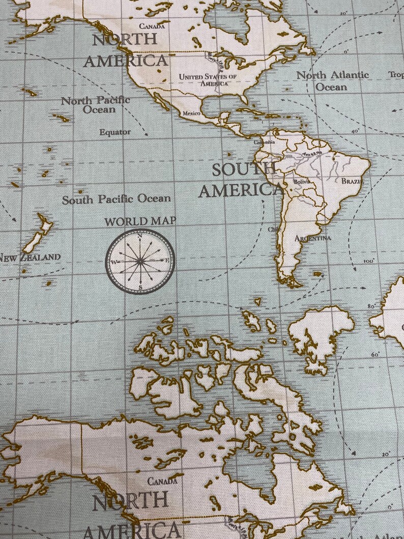 World Map Duck Egg Blue Handmade Lampshade - Etsy