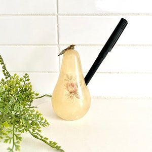 Italian Alabaster Pear Pen Holder, Vintage Floral Vanity Accessory With ...