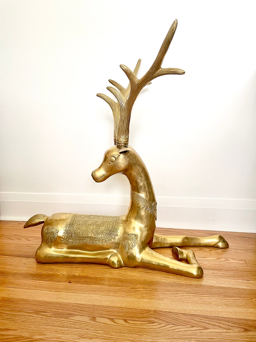 XL Life-sized Brass Deer/buck, Hollywood Regency, 1980s Solid Brass ...