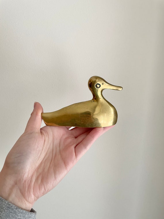 Brass Duck Paperweight 1980s Solid Brass Decor - Etsy