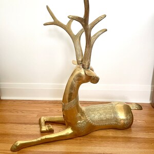 XL Life-sized Brass Deer/buck, Hollywood Regency, 1980s Solid Brass ...