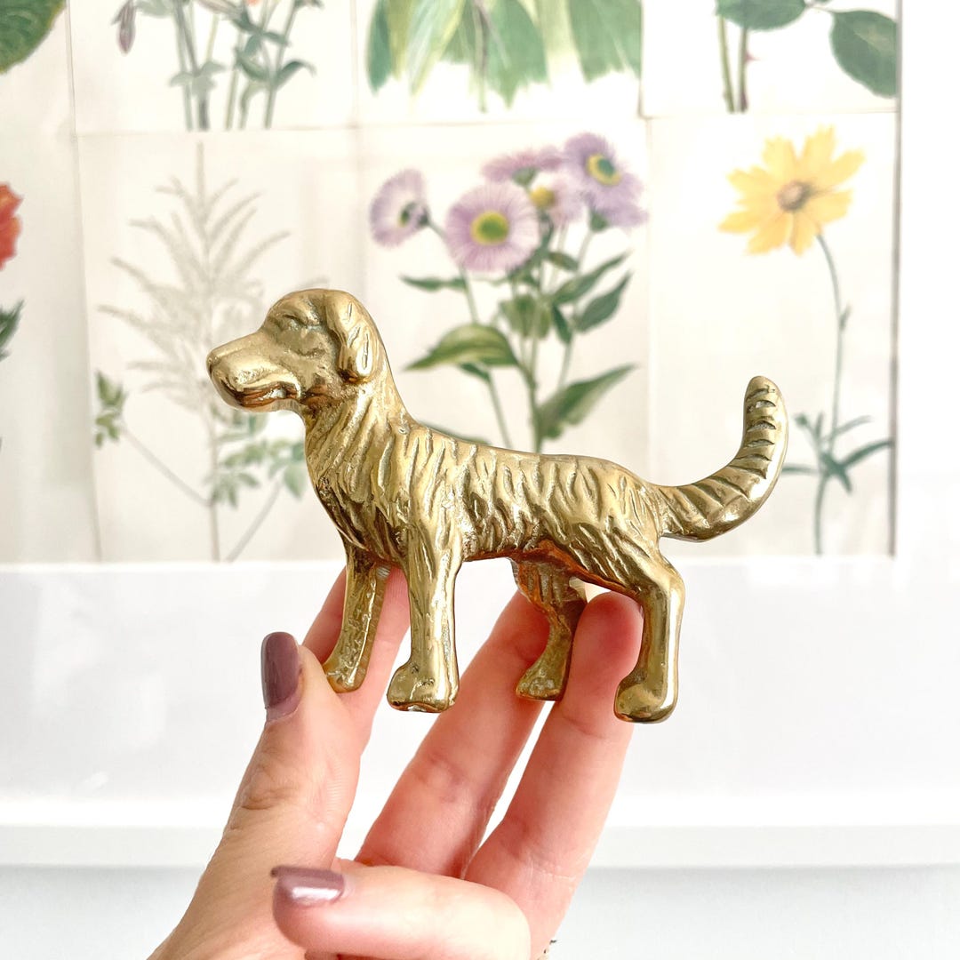 Heavy Solid Brass Dog, Golden Retriever or Labrador Retriever, Vintage ...