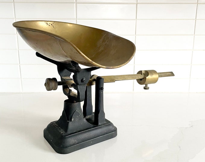 Antique Fairbanks Countertop Scale, Cast Iron & Brass Scale With Weight ...