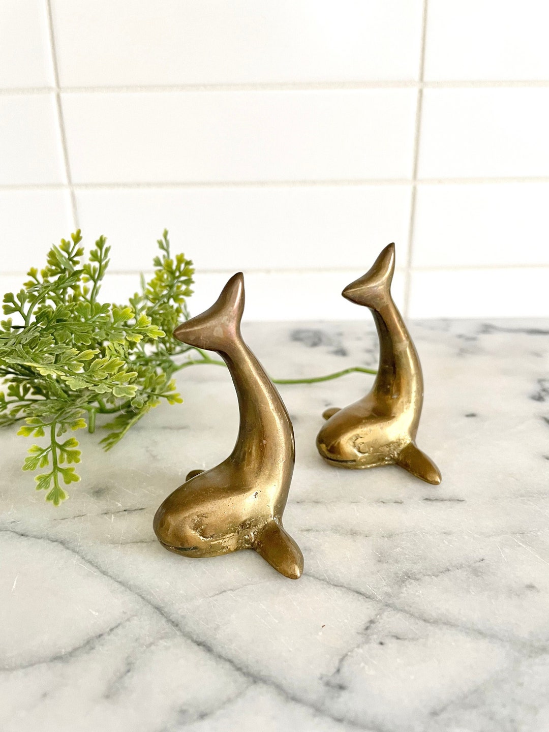 Solid Brass Whales, 1980s Vintage Brass Decor, Coastal & Nautical Style ...