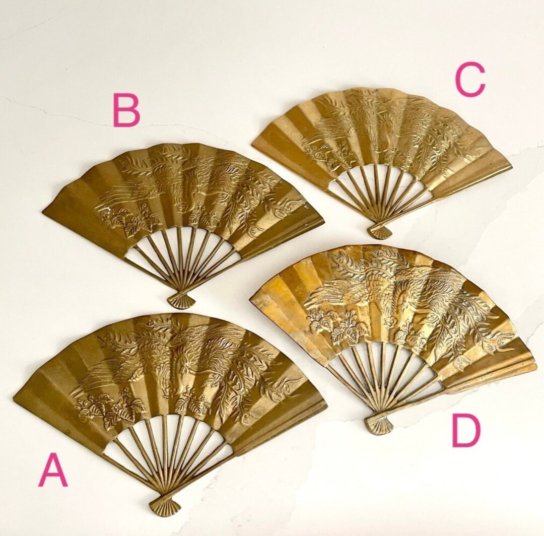 Vintage Brass Fan With Dragon Design, Asian Style Decor, Made in Taiwan ...