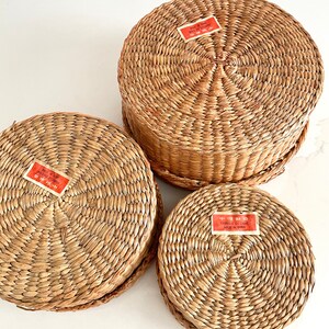 Vintage Chinese Sweetgrass Baskets With Lids, Set of 3 Nesting Boxes ...