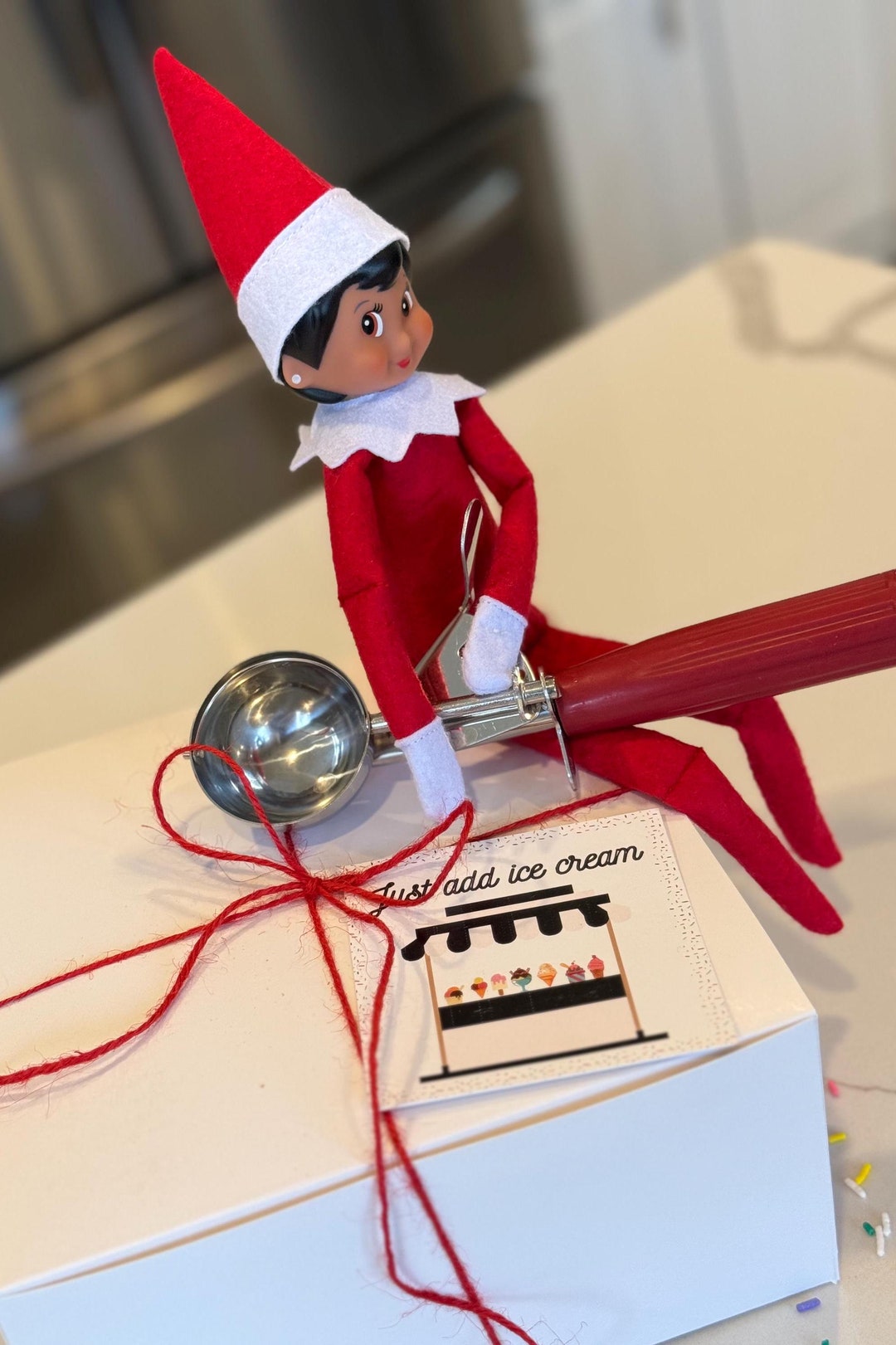 Personalized Elf on Shelf Ice Cream Kit Christmas Eve Activity Sundae ...