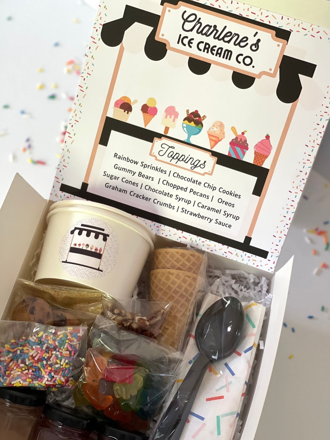 Ice Cream Sundae Kit: Birthday Gift Box With Toppings - Etsy