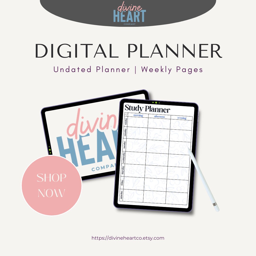 Digital Study Planner (blue Floral) | Digital Study Planner | Printable ...
