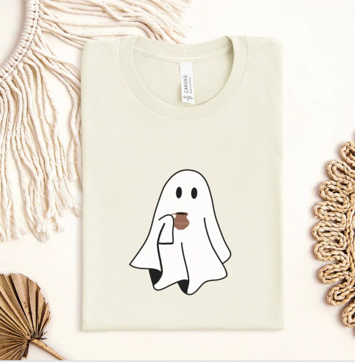 Ghost With Cafecito Ghost With Taza De Barro Ghost Drinking - Etsy