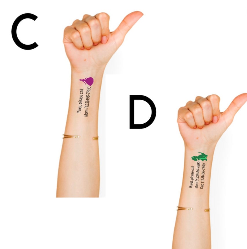 Child Safety Temporary Tattoos, If Lost Please Call, Temporary Tattoos ...