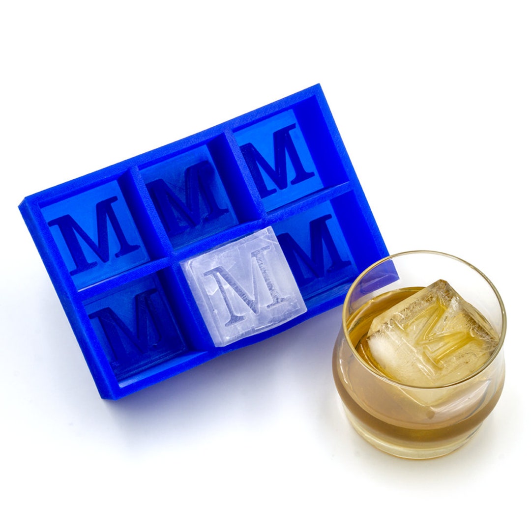 Letter M Monogram Ice Cube Tray Soft Silicone Mold Whiskey T For