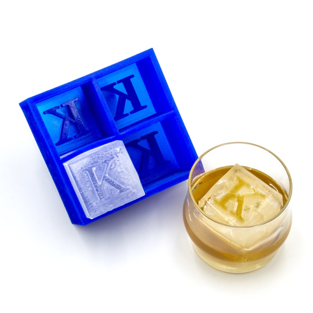 Letter K Inverted Monogram Ice Cube Tray, Soft Silicone Mold, Whiskey ...