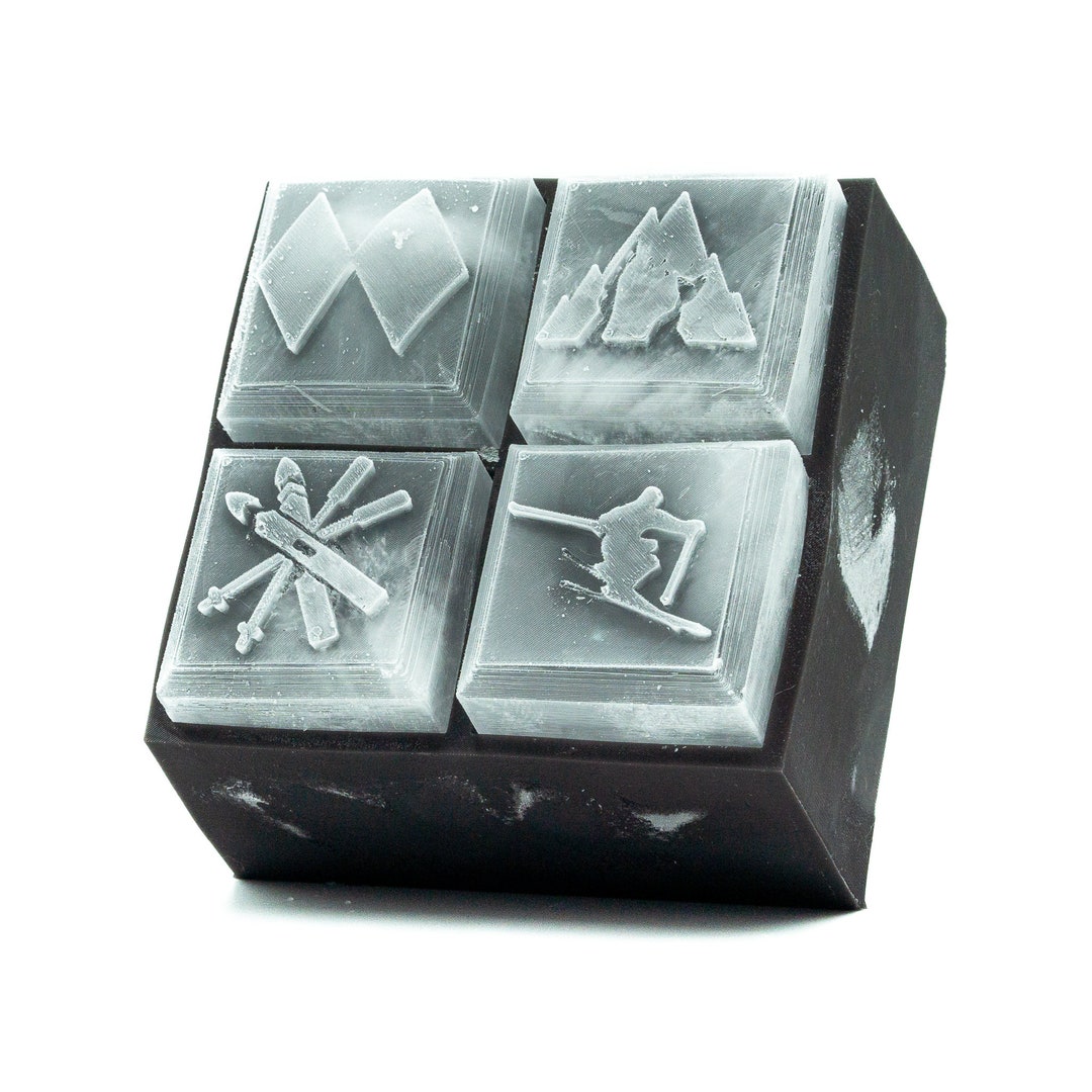 Ski Ice Cube Tray | Whiskey Rocks Embossed With Skiing-themed Designs ...