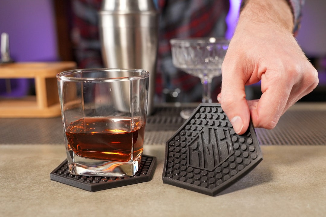 Personalized Silicone Coasters (set of 4) | Custom Barware Gift | Non ...