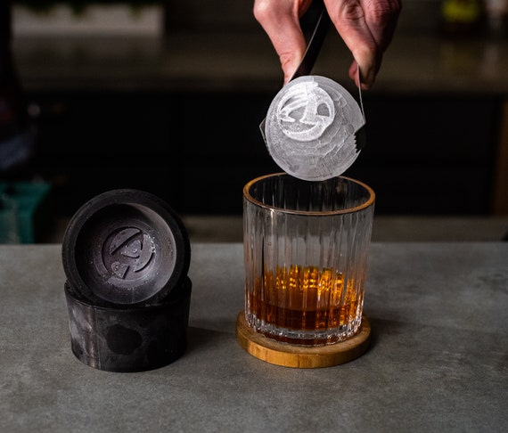 Ice Sphere Mold Personalized Silicone Whiskey Ball Maker Custom Design Housewarming Monogrammed Ice Braded Merch Gift for Dad Etsy