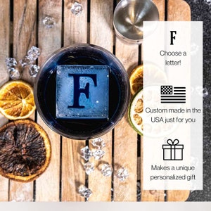 Initials on Ice, Custom Personalized 2" Ice Cube, Unique Whiskey ...