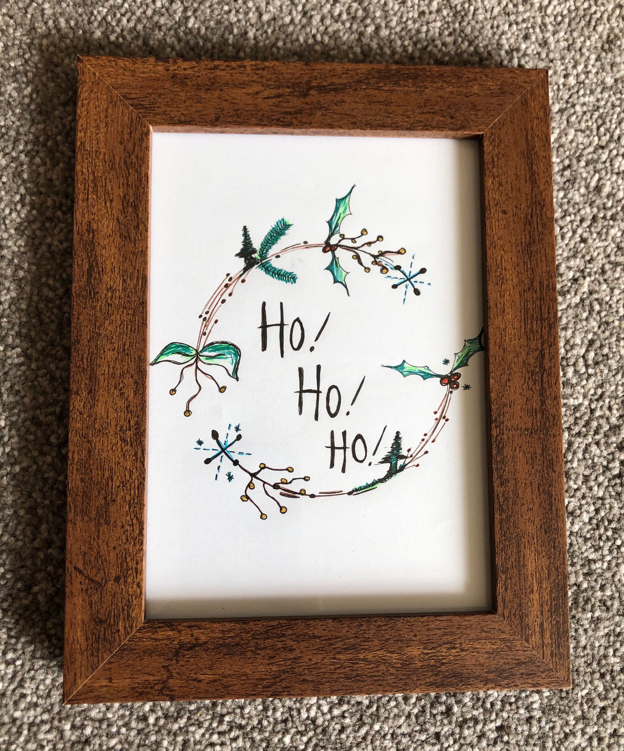 Ho Ho Ho Christmas Hand Drawn Artwork - Etsy