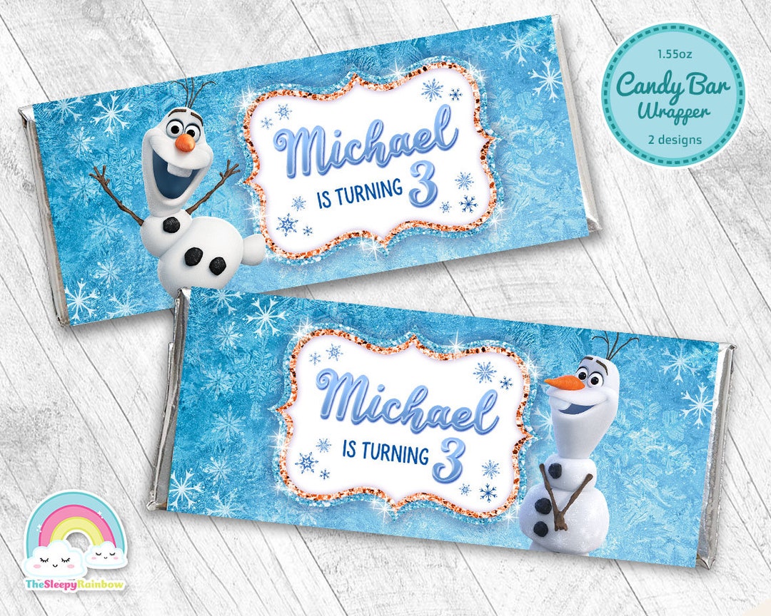 Frozen Olaf Birthday Party Candy Bar Wrapper Frozen Olaf Chocolate Bar ...