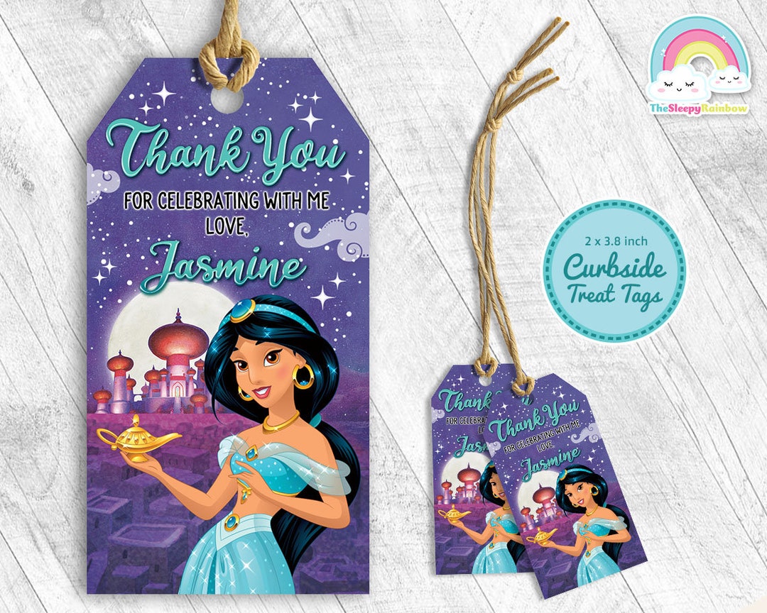 Princess Jasmine Birthday Party Favor Tags Aladdin Gift Treats Tags ...