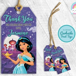 Princess Jasmine Birthday Party Favor Tags Aladdin Gift Treats Tags ...
