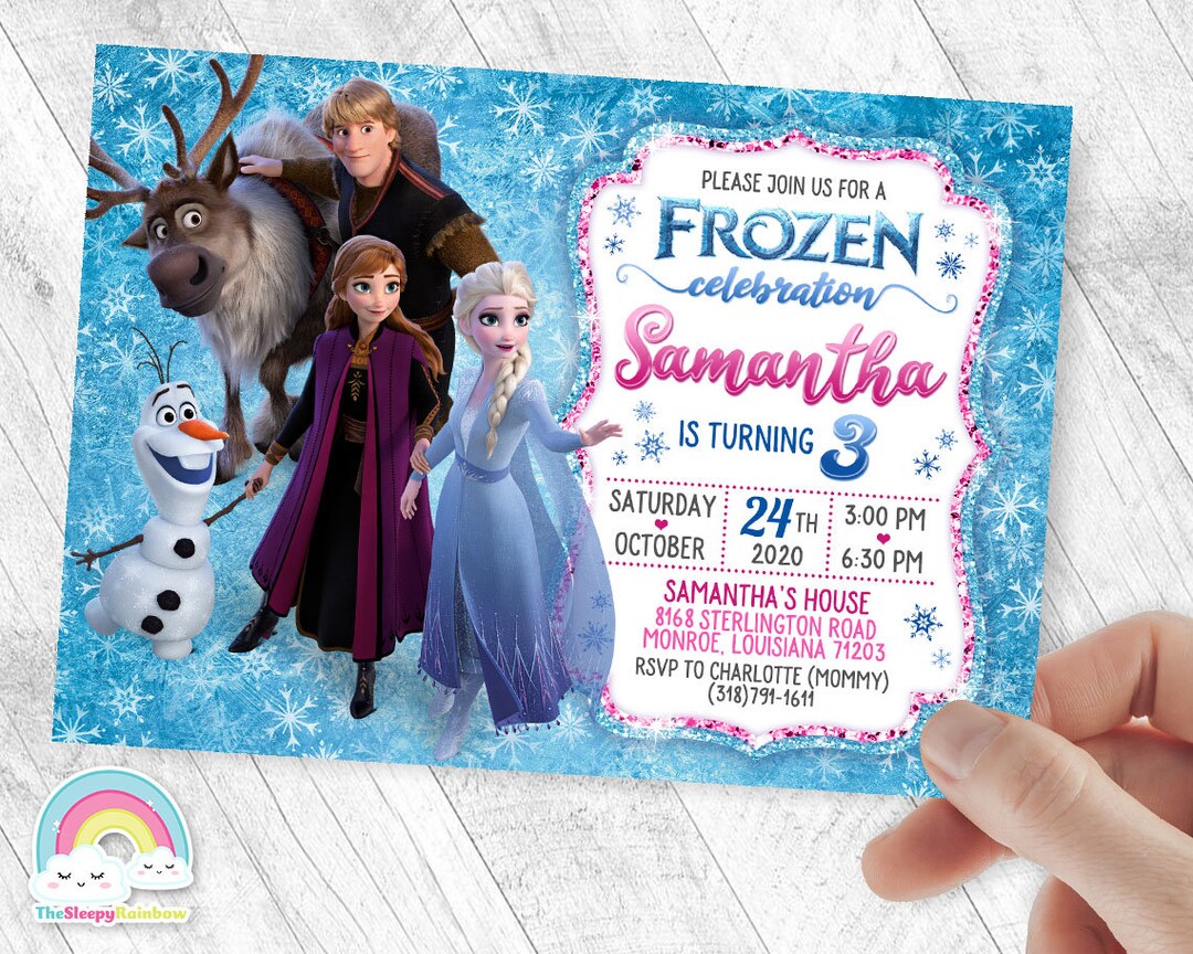 Frozen 2 Invitation Birthday Invite Party Elsa Anna Kristoff Sven Olaf ...