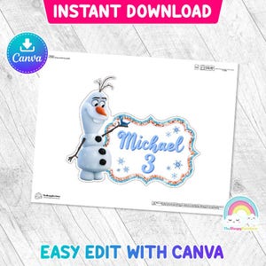 Olaf Birthday Party Cake Toppers Frozen Olaf Printable Birthday Cake ...
