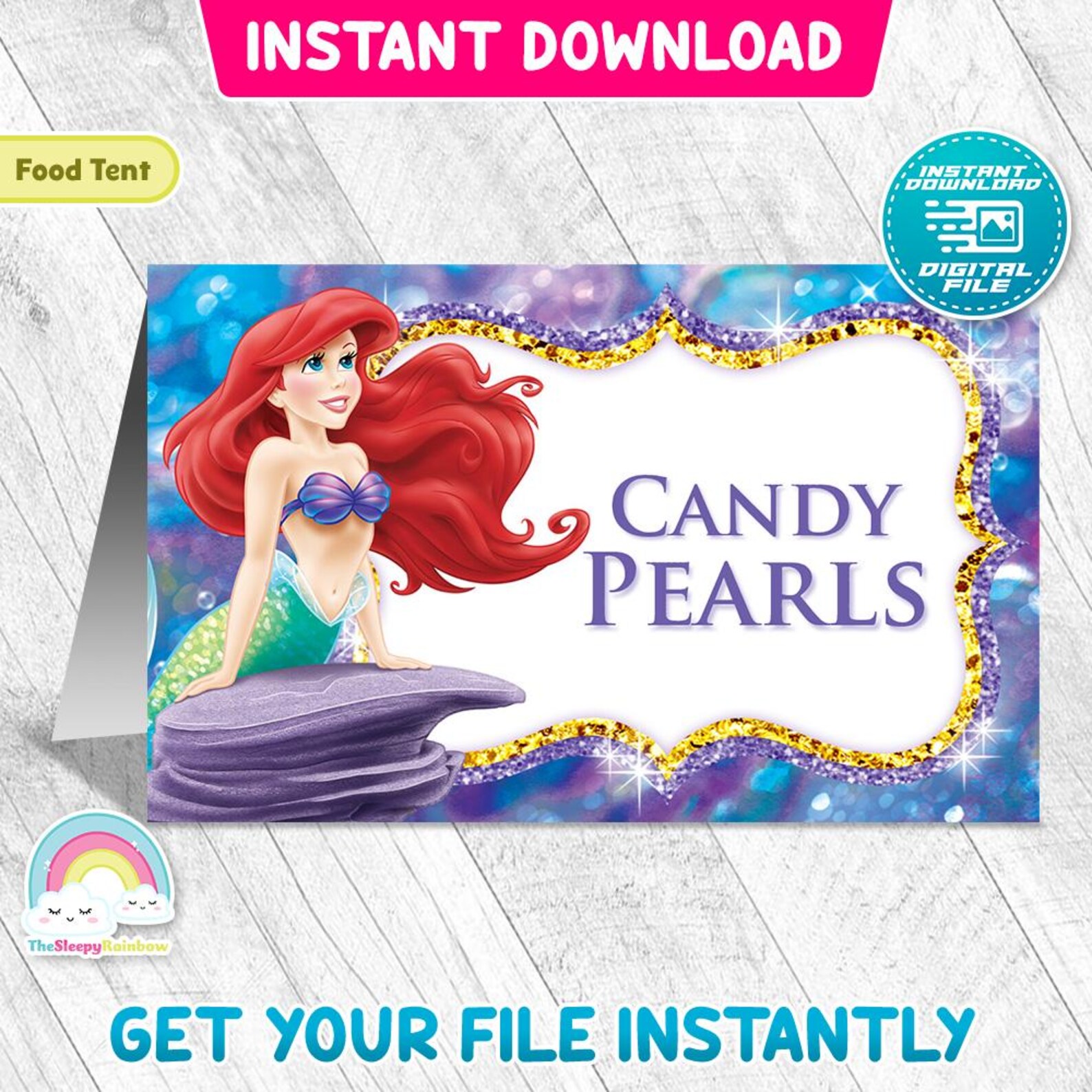 Little Mermaid Food Tent Birthday Party Printable Ariel Mermaid Food ...