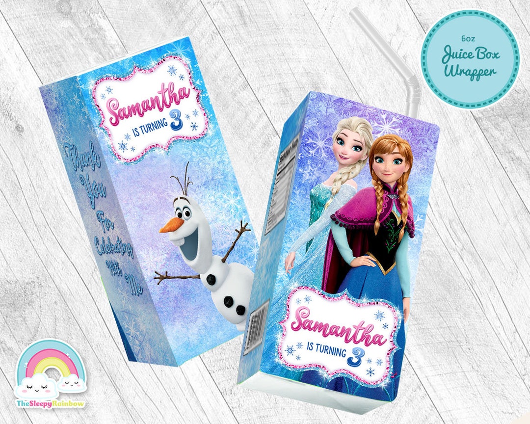 Frozen Elsa Anna Birthday Party 6 Oz Juice Box Wrapper Frozen Olaf ...
