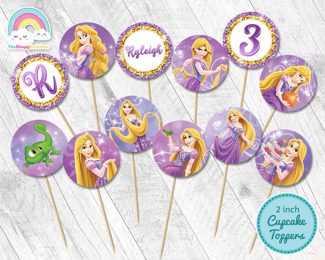 Princess Rapunzel Cupcake Toppers 2 Inch Round Birthday Party Printable ...
