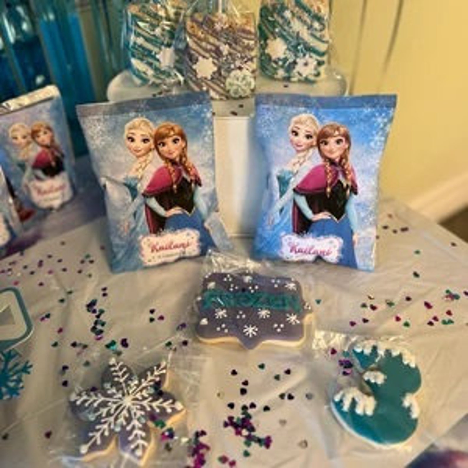 Frozen Birthday Party Chip Bags Wrapper Label Elsa Anna Olaf Snack Bag ...