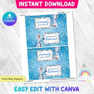 Olaf Frozen Do You Wanna Build a Snowman Birthday Party Treats Bag ...