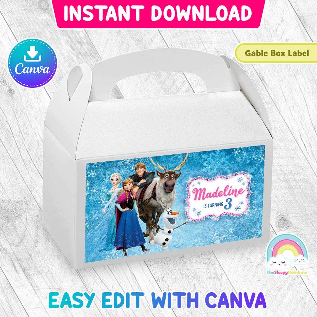 Olaf Sven Kristoff Elsa Anna Birthday Party Gable Box Label Frozen ...