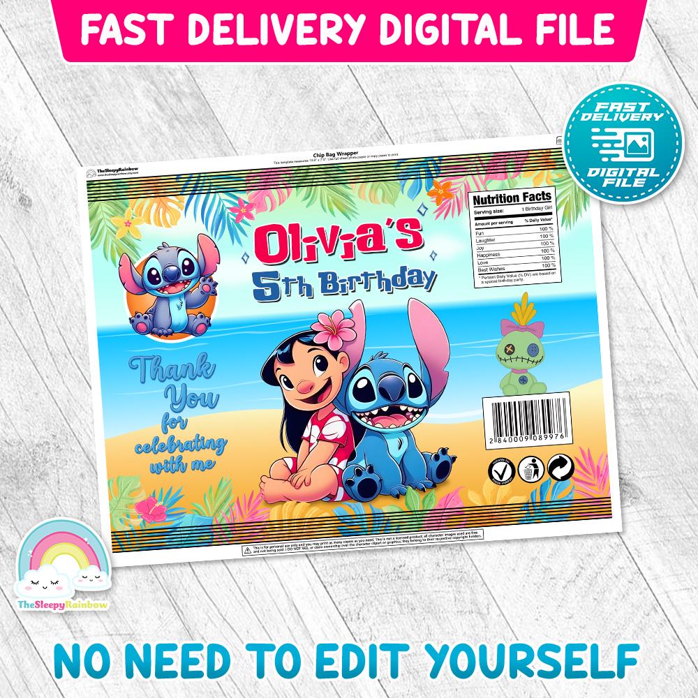 Lilo and Stitch Birthday Party Chip Bags Wrapper Label Lilo Stitch ...