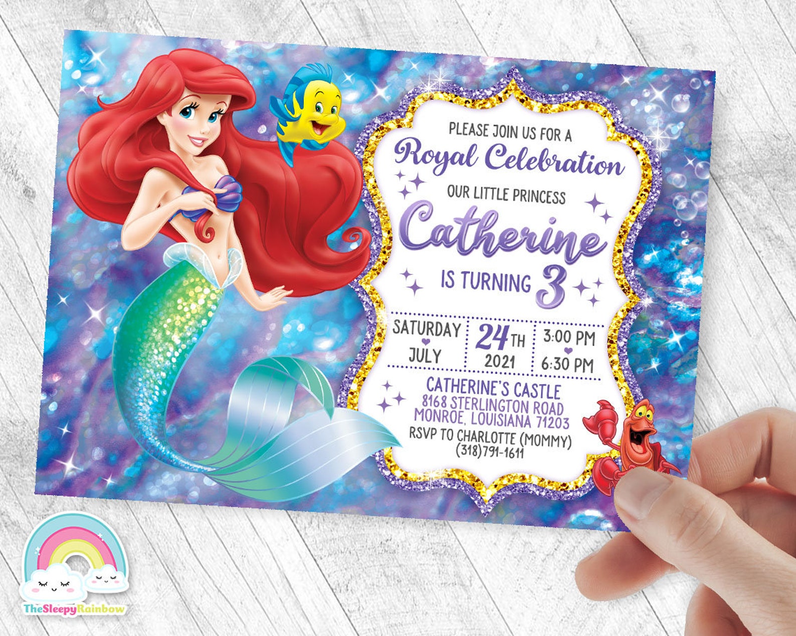 Little Mermaid Invitation Birthday Invite Party Mermaid - Etsy