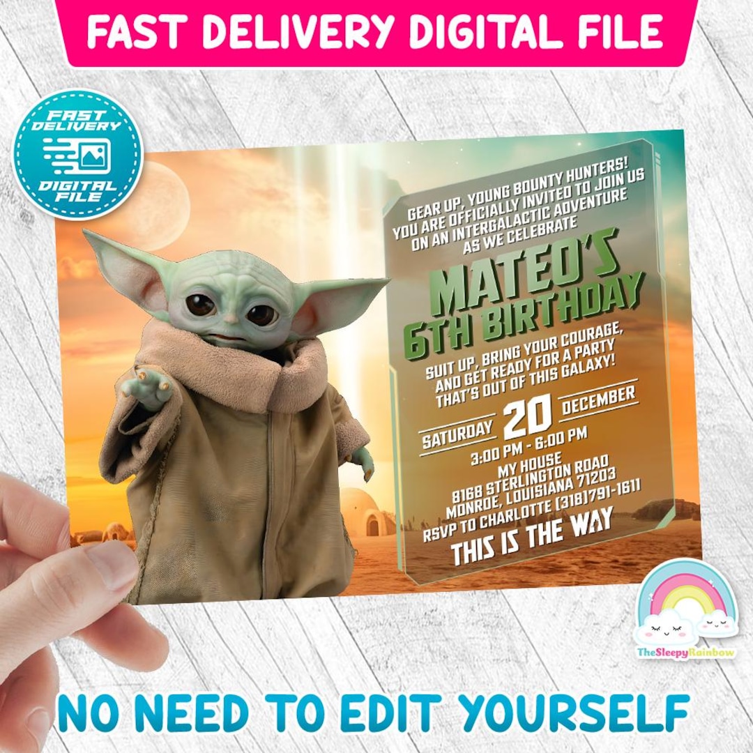 Grogu Invitation Birthday Invite Party Mandalorian Baby Yoda Invites ...