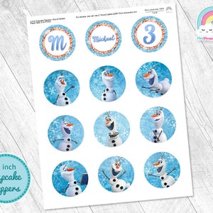 Frozen Olaf Cupcake Toppers 2 Inch Round Birthday Party Printable ...