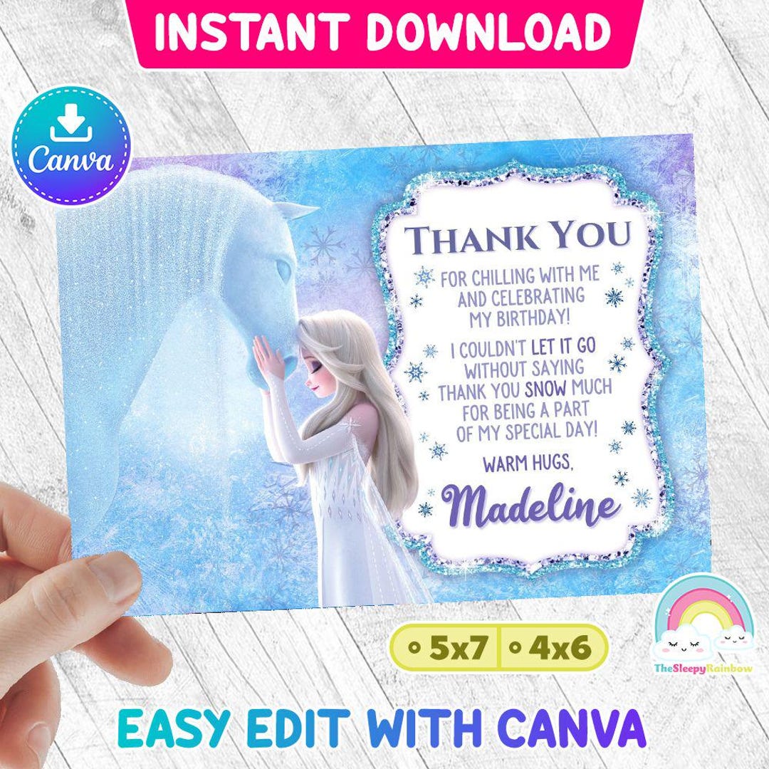 Elsa the Nokk Birthday Thank You Card Frozen 2 Elsa Invites Birthday ...