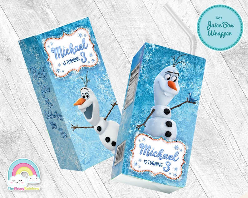 Frozen Olaf Birthday Party 6 Oz Juice Box Wrapper Frozen Olaf - Etsy