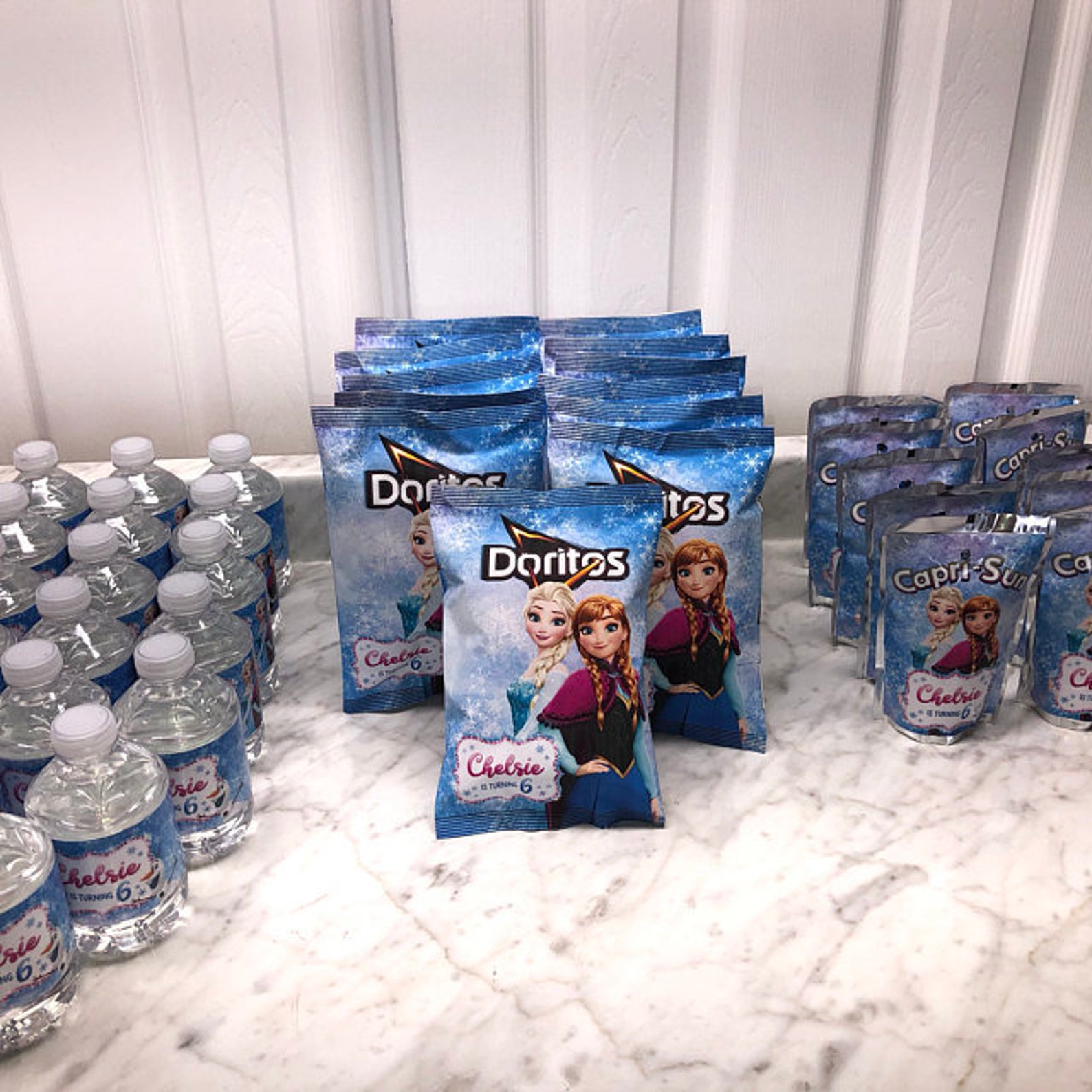 Frozen Birthday Party Chip Bags Wrapper Label Elsa Anna Olaf Snack Bag ...