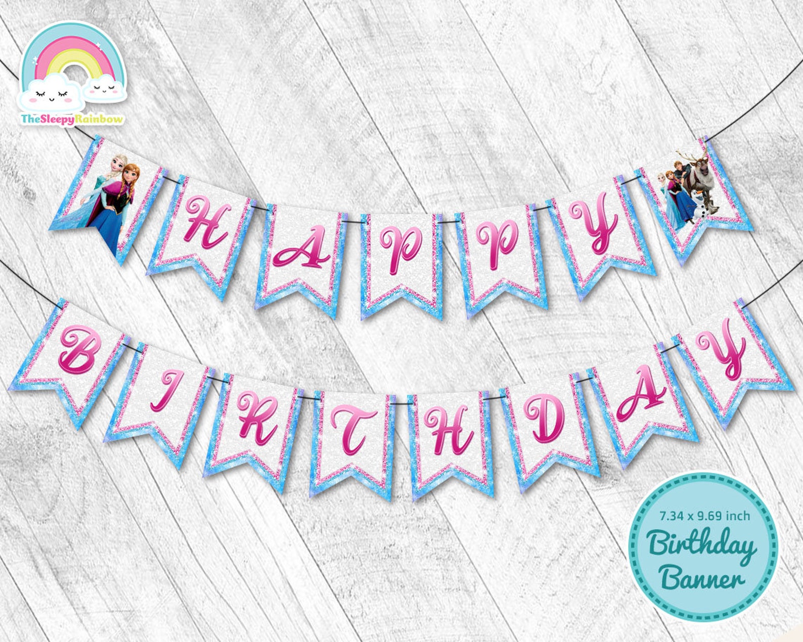 Frozen Elsa Anna Happy Birthday Banner Garland Frozen Birthday | Etsy