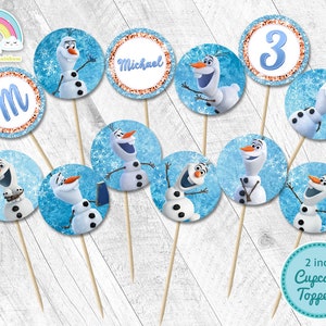 Frozen Olaf Cupcake Toppers 2 Inch Round Birthday Party Printable ...